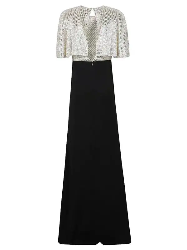 Roland Mouret Sequin-embellished Cape-overlay Maxi Dress - Black