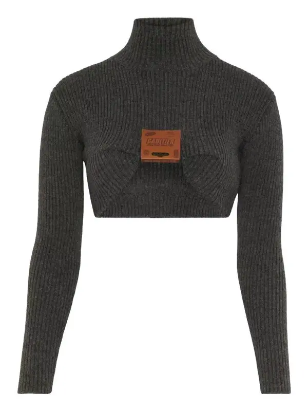 JEAN PAUL GAULTIER High-neck Cropped Sweater - Grey