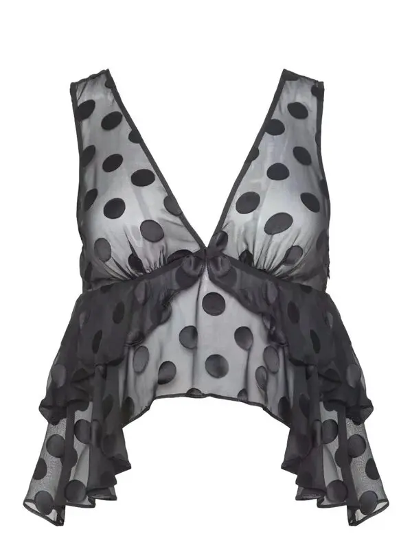 FLEUR DU MAL Polka-dot Ruffled Blouse - Black