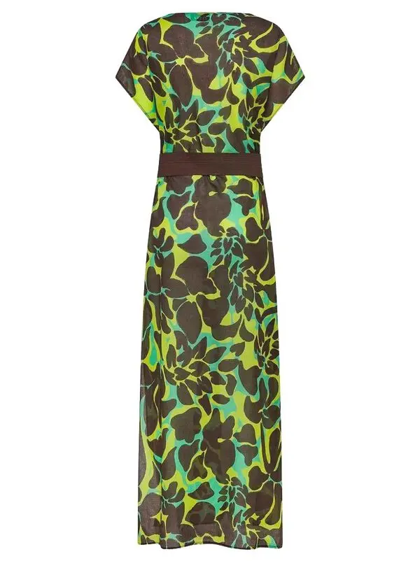 NIU Floral-print Belted Maxi Dress - Brown