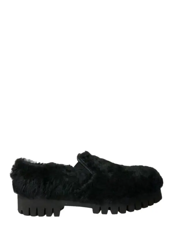 Dolce & Gabbana Fur-covered Lug-sole Loafers - Black