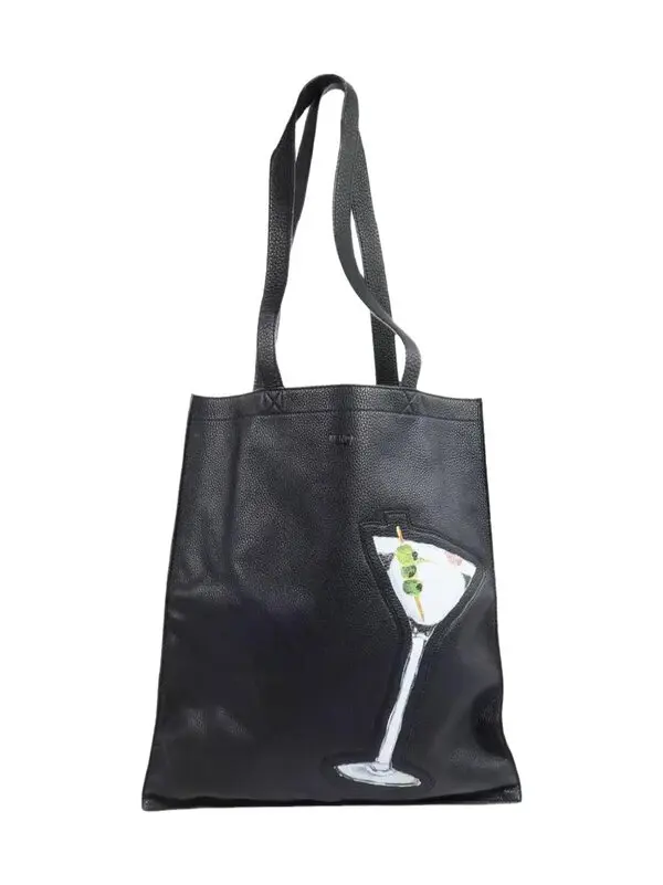 Fendi Martini Leather Tote Bag - Black