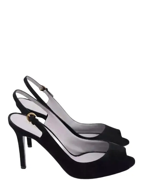 SERGIO ROSSI Slingback Peep-toe Sandals - Black