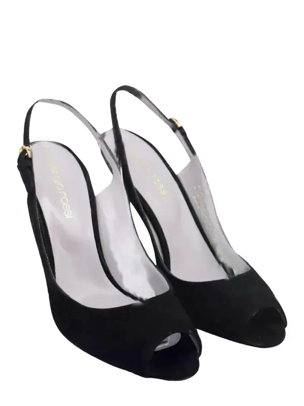 SERGIO ROSSI Slingback Peep-toe Sandals - Black