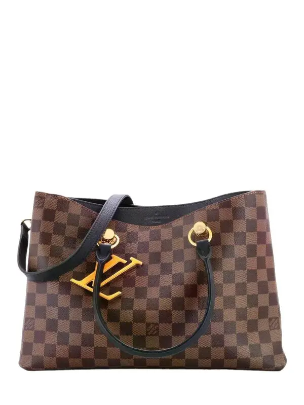 LOUIS VUITTON Riverside Handbag Damier With Leather Tote Bag - Brown
