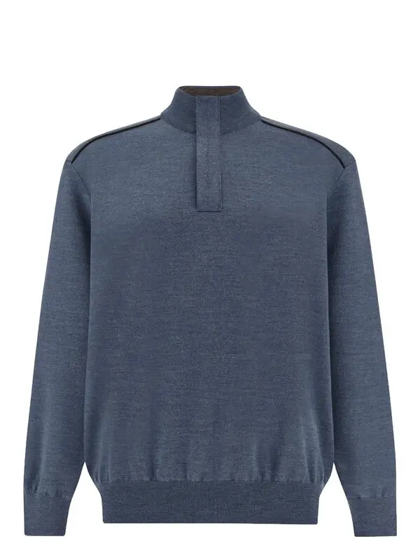 Paul & Shark Merino Wool Half-zip Sweater With Alcantara® Details - Versilia