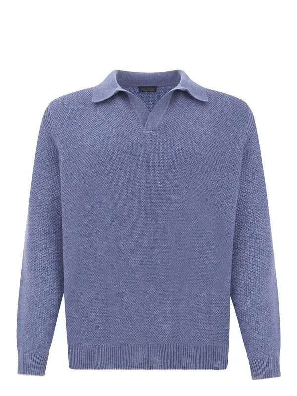 Paul & Shark Open-collar Polo In Wool And Cashmere - Riverside