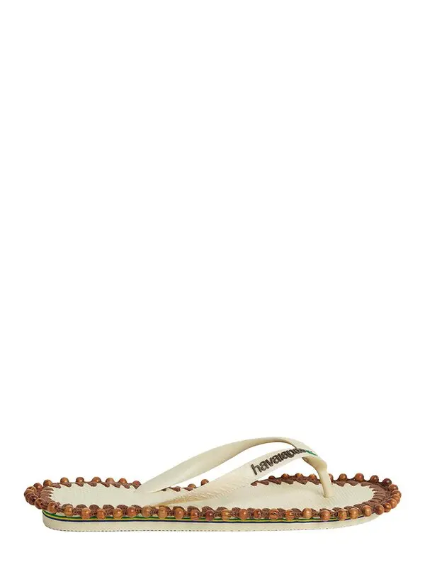 Tresse X Havaianas Avaia Wood-beaded Rubber Sandals - White