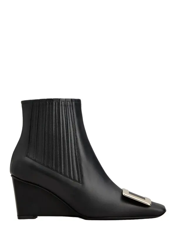ROGER VIVIER Belle Vivier Wedge Booties In Leather - Black