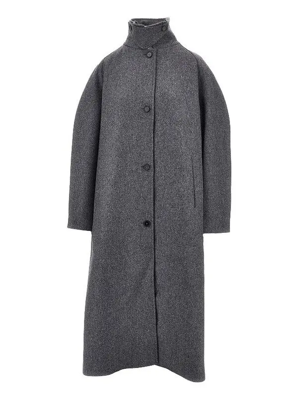 JIL SANDER Double Wool Oversized Coat - Grey