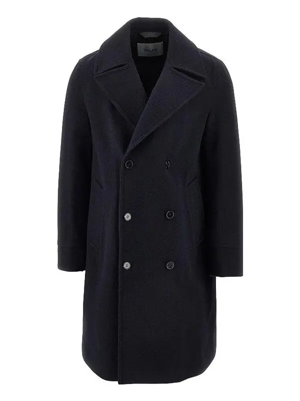 PALTO' Achille' 2l Felt Double-breasted Coat - Blue