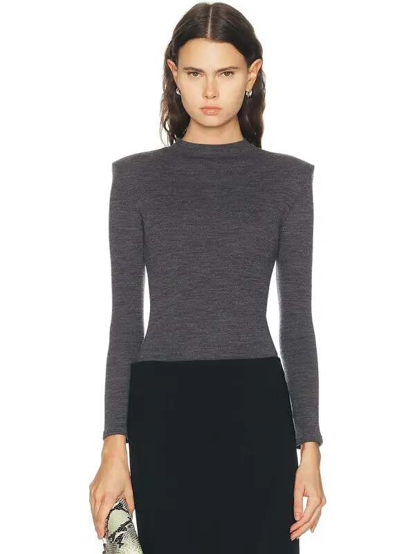 JIL SANDER Long Sleeve Bodysuit Top - Anthracite