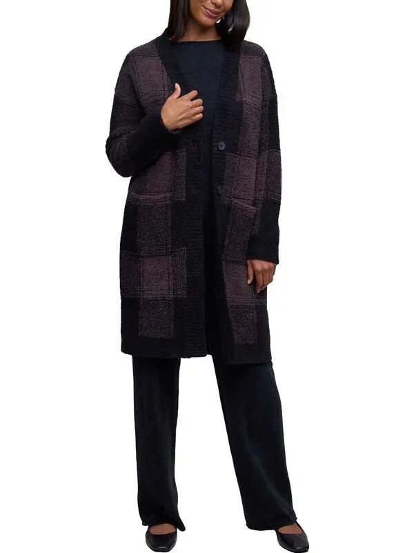 Barefoot Dreams Cozychic® Buffalo Plaid Long Cardigan - Umber Multi