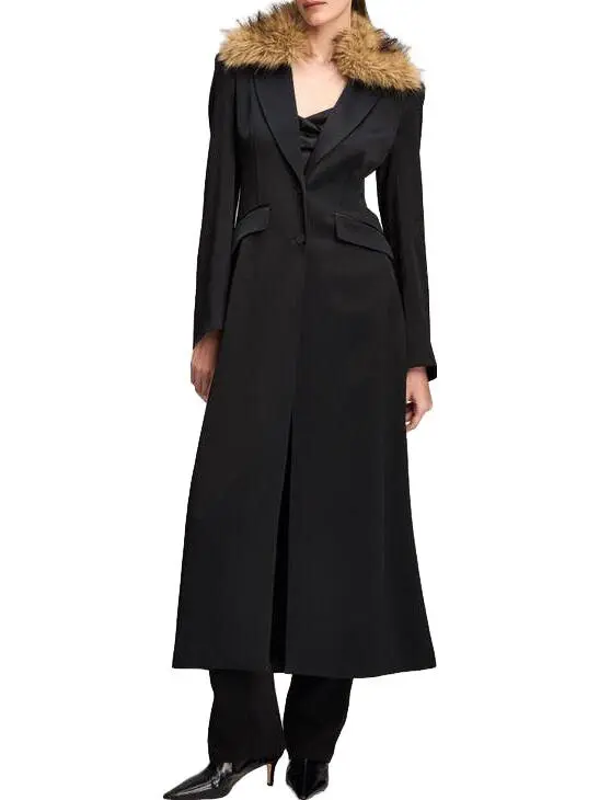 Cinq À Sept Jyn Faux Fur Collar Coat - Black