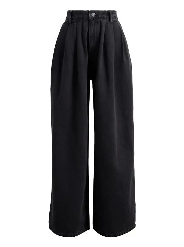 ALLSAINTS Axis Pleated Wide Leg Jeans - Black