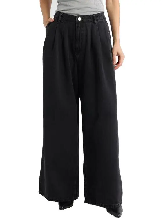 ALLSAINTS Axis Pleated Wide Leg Jeans - Black