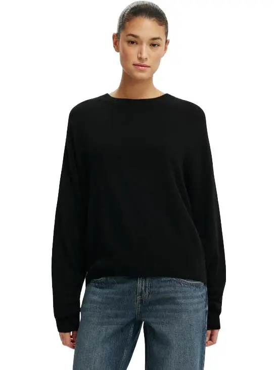 COTTON ON Cashmere Blend Crew Knit - Black