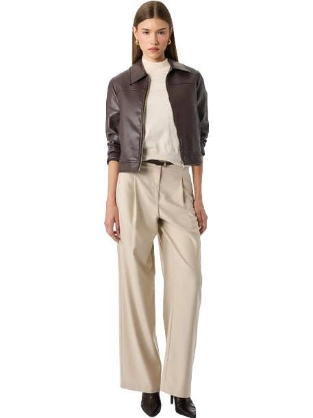 Koton Wide Leg Tailored Trousers With Belt - Beige