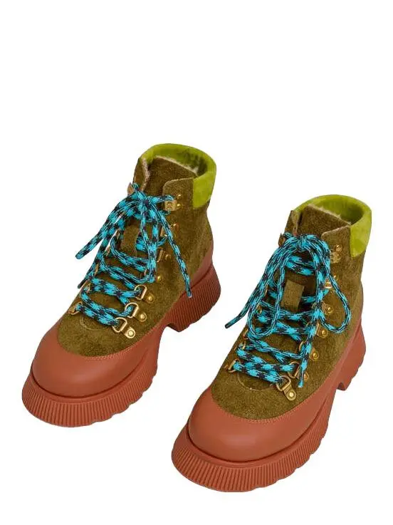 Charlotte Stone Morris Mudguard Lace Up Bootie - Olive