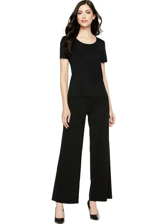 Ming Wang Knit Wide Leg Pants - Black