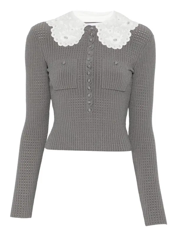 SELF-PORTRAIT Collar-detail Sweater - Multicolor
