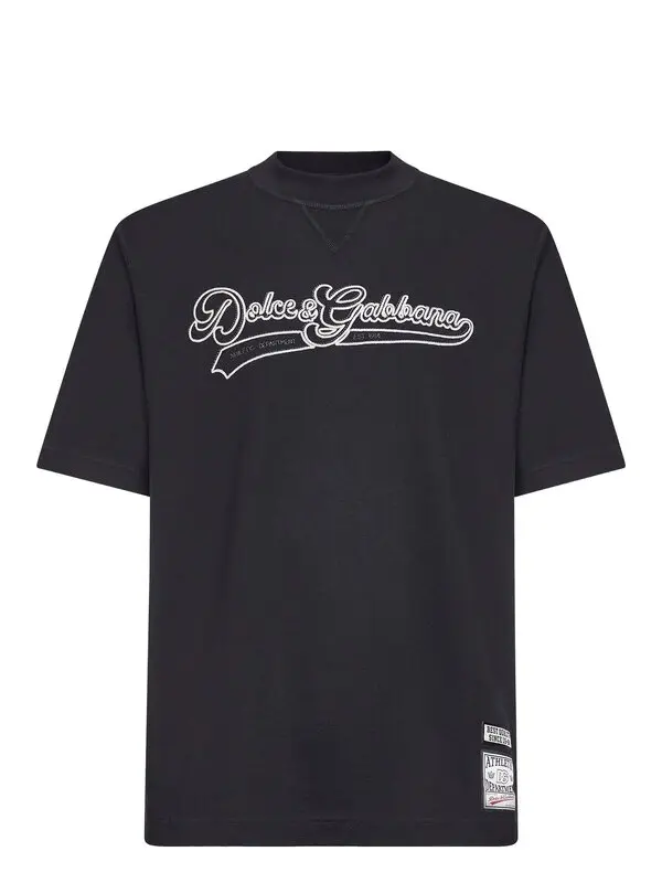 Dolce & Gabbana Black Cotton Jersey Logo T-shirt - Multicolor