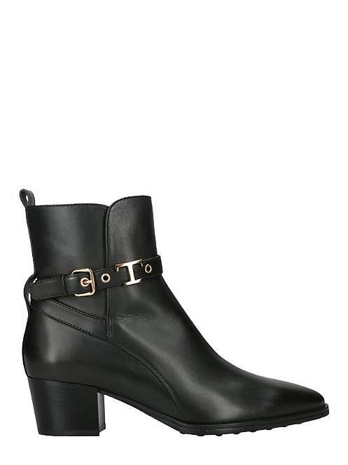 TOD'S Gomma Buckled Leather Heeled Ankle Boots - Black