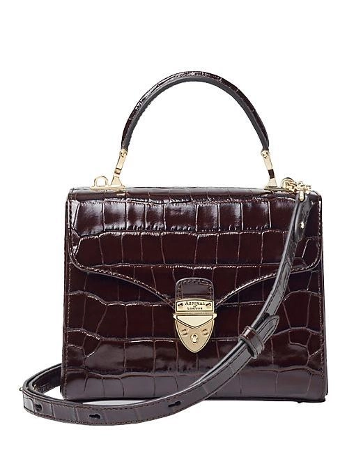 ASPINAL OF LONDON Mayfair Midi Leather Top-handle Bag - Amazonbrown