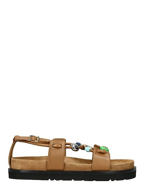 Loewe Pebble Beaded Fussbett Suede Sandals - Camel
