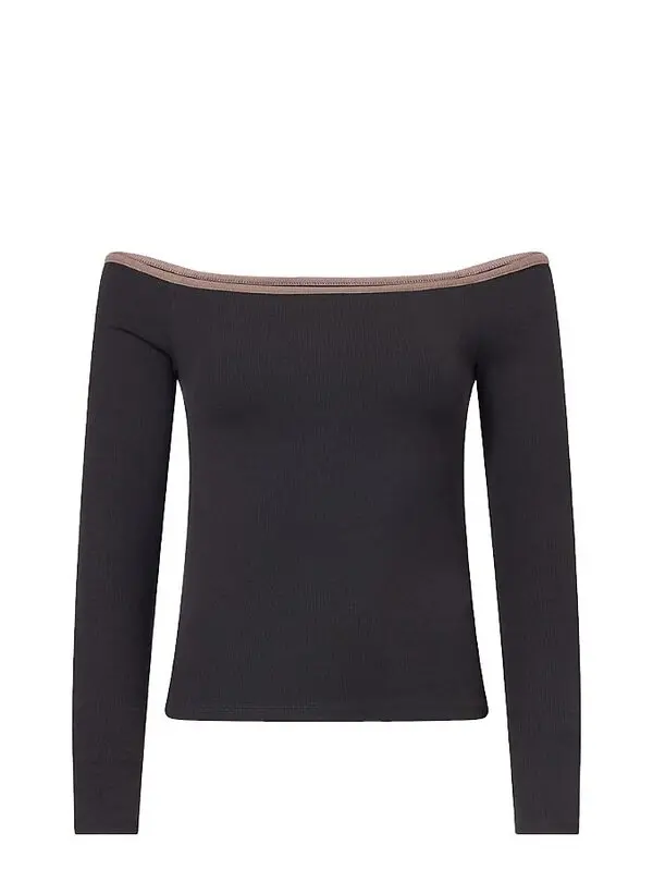 TALA 365 Off-shoulder Rib-jersey Top - Black