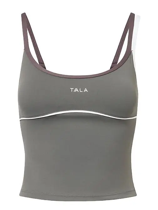 TALA Skinluxe Contrast-strap Jersey Vest Top - Dark Olive