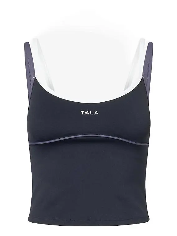 TALA Skinluxe Contrast-strap Jersey Vest Top - Shadow Black
