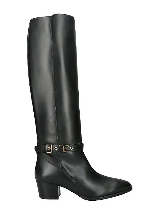 TOD'S Gomma Buckled Leather Heeled Knee-high Boots - Black