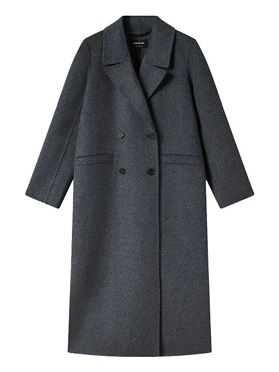 Whistles Double-breasted Relaxed-fit Wool-blend Coat - Grey
