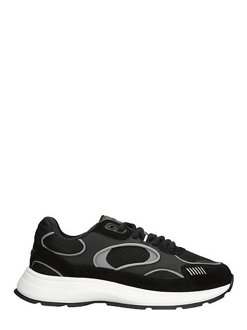 ARNE Circuit Mesh And Leather Trainers - Blk/white