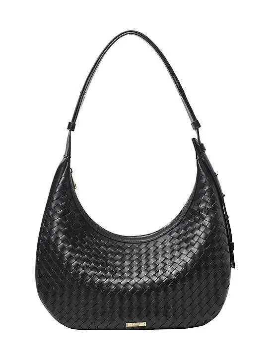 ASPINAL OF LONDON Soho Large Crescent Leather Shoulder Bag - Black