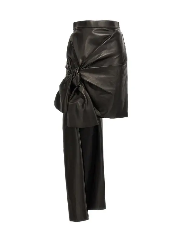Alexander McQueen Maxi Bow Leather Skirt - Black