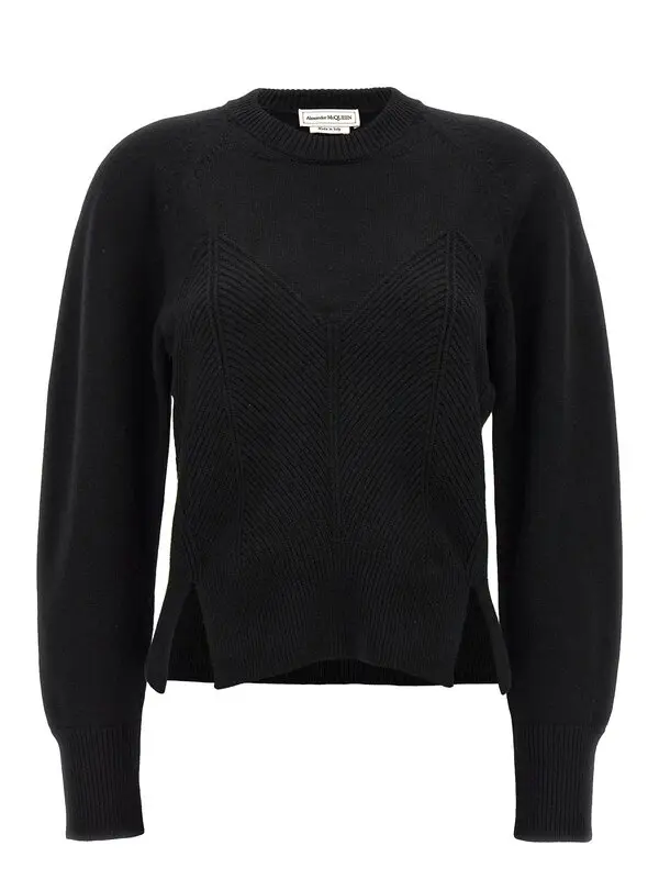 Alexander McQueen Chevron Corset' Sweater - Black