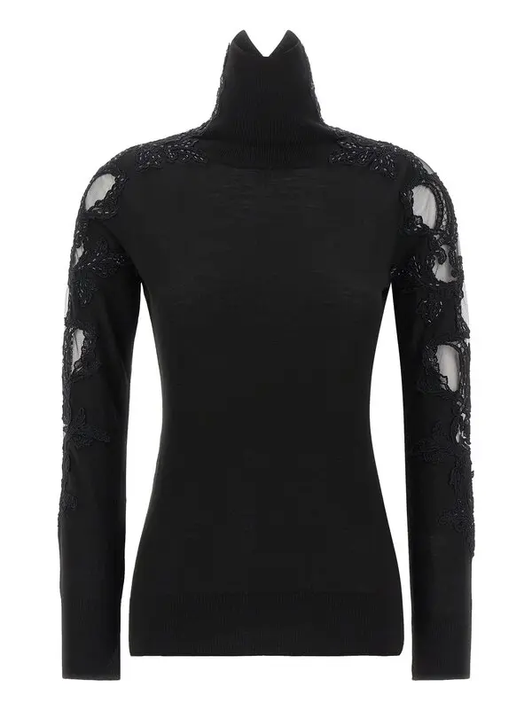 ERMANO SCERVINO Ermanno Scervino High Neck With Lace Inserts - Black