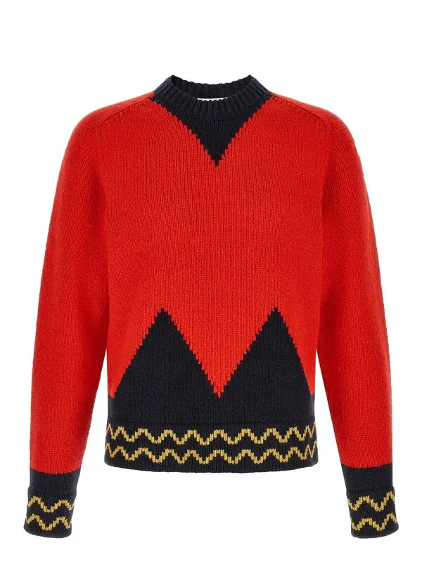 Marni Geometric Intarsia Sweater - Red