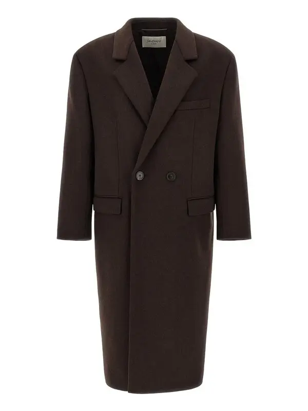 Saint Laurent Double-face Combed Wool Coat - Brown