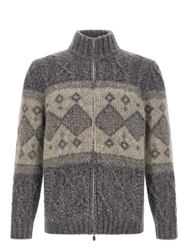 Brunello Cucinelli Chiné Yarn Cardigan - Gray