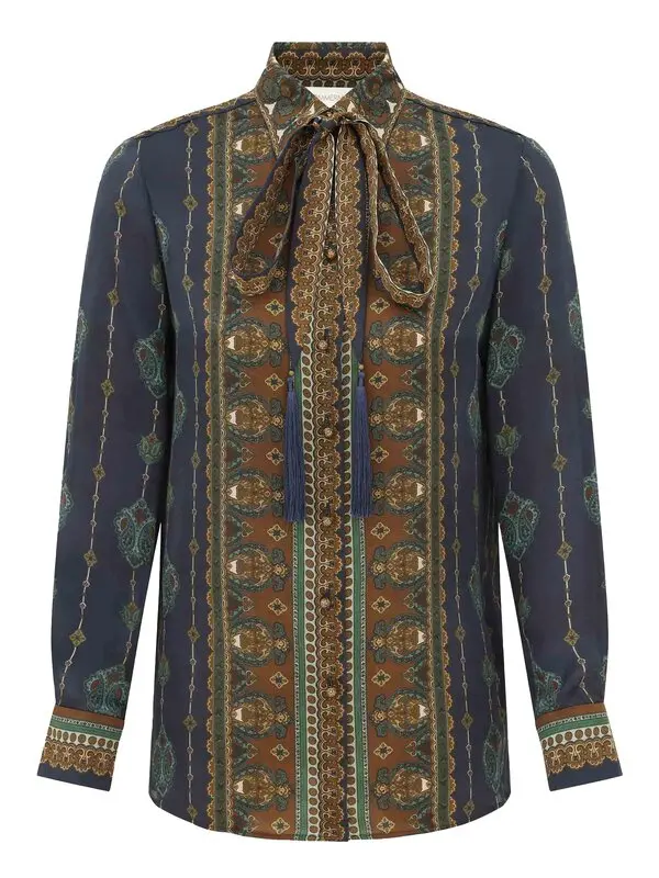 Zimmermann Ascent Satin Scarf Shirt - Multicolor