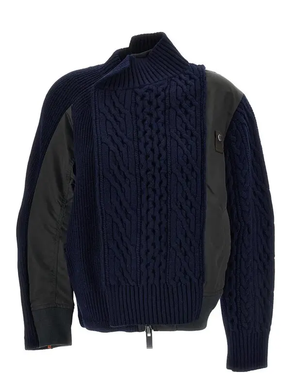 Sacai Nylon Twill X Wool Knit Blouson - Multicolor