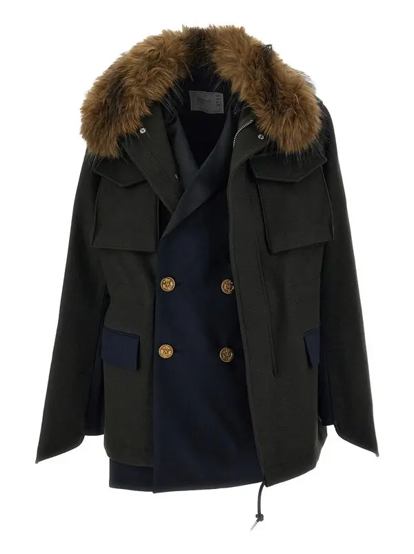 Sacai Wool Melton X Suiting Jacket - Multicolor
