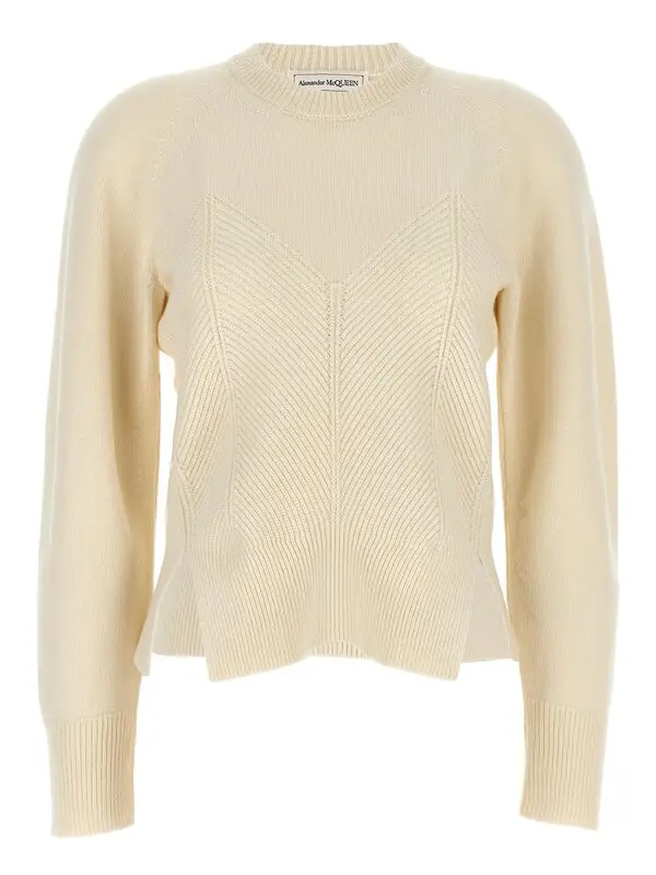 Alexander McQueen Chevron Corset' Sweater - White