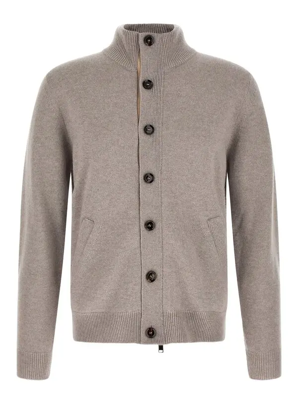 Brioni Cardigan With Price List Collar - Cream