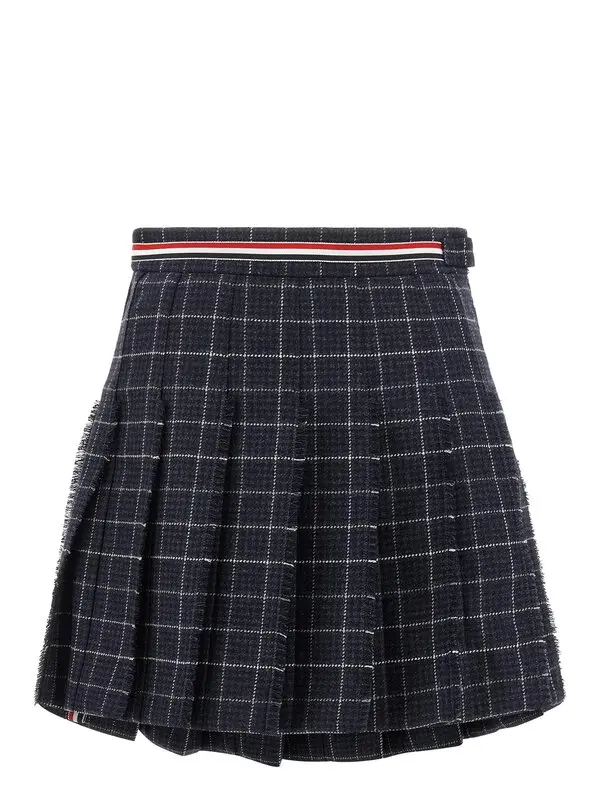 Thom Browne Rwb' Pleated Tweed Skirt - Blue
