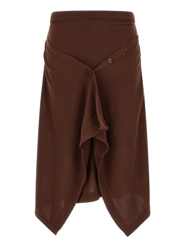 LEMAIRE Button Asymmetrical Skirt - Brown