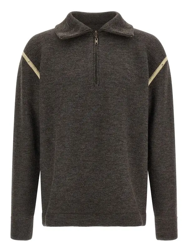 MAISON MARGIELA Elbow Patch Quarter-zip Reversible Sweater - Gray